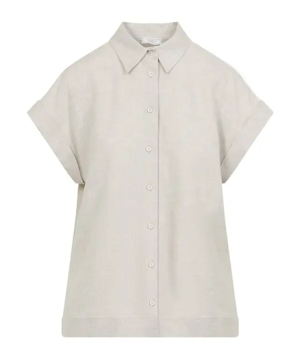 Peserico Linen Short-sleeve Shirt - Beige Rafia