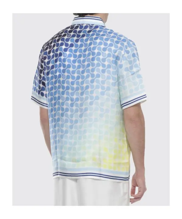 Casablanca Cuban Pattern Bowling Shirt - Blue