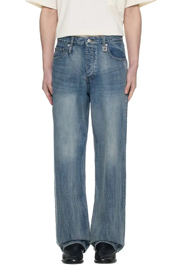 WOOYOUNGMI Faded Straight-leg Jeans - Blue