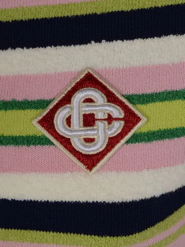 Casablanca Striped Knit Polo T-shirt - Pink