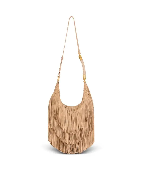 Balmain Fringed Suede Hobo Bag