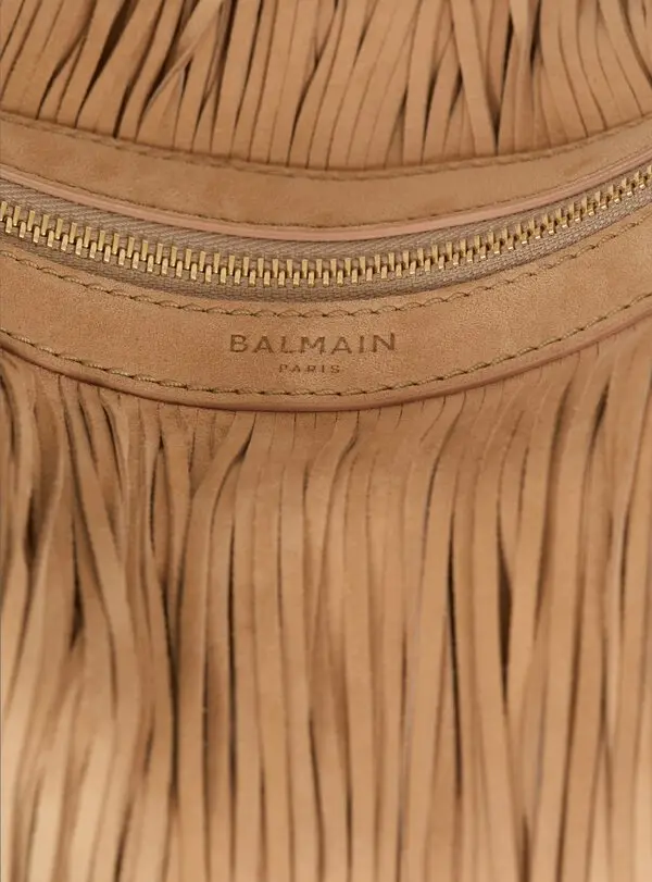Balmain Fringed Suede Hobo Bag