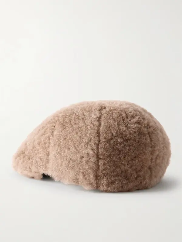 Brunello Cucinelli Shearling Flat Cap - Beige