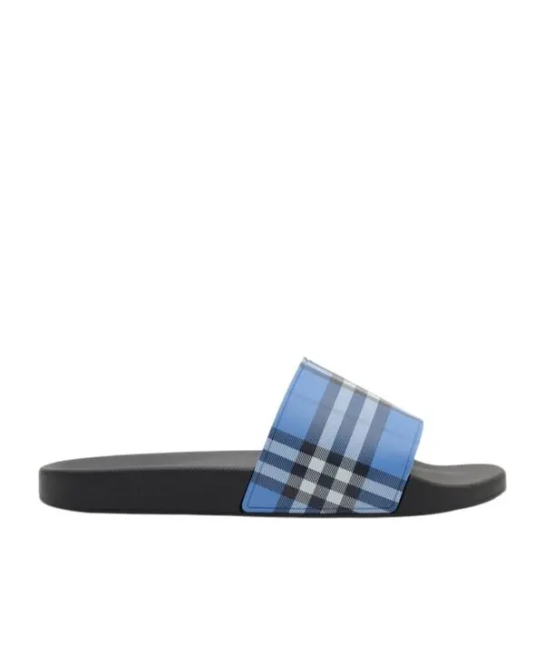 Burberry Checked Slip-on Slides - Black