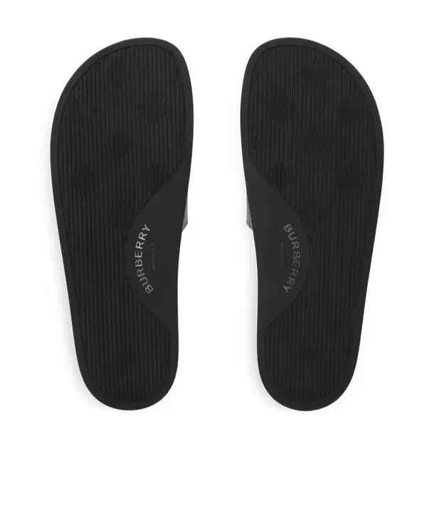 Burberry Checked Slip-on Slides - Black