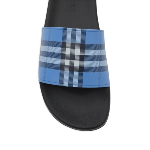 Burberry Checked Slip-on Slides - Black
