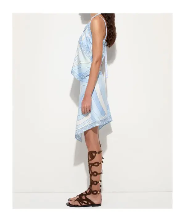 Emilio Pucci Printed Asymmetric Strap Top - Light Blue