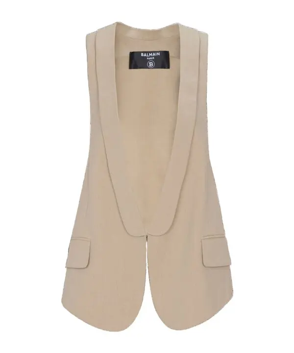 Balmain Gabardine Shawl Collar Vest