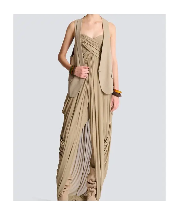 Balmain Gabardine Shawl Collar Vest