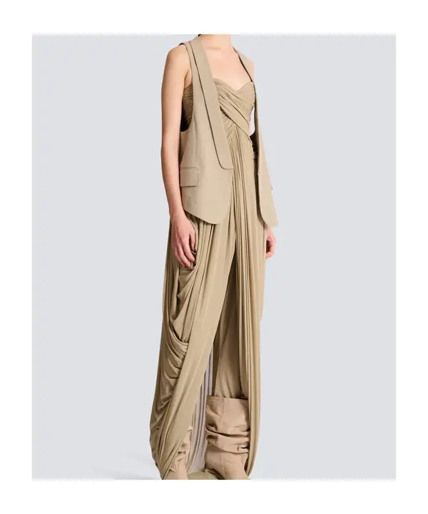 Balmain Gabardine Shawl Collar Vest