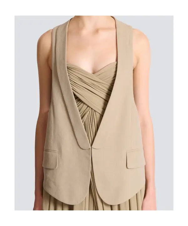 Balmain Gabardine Shawl Collar Vest