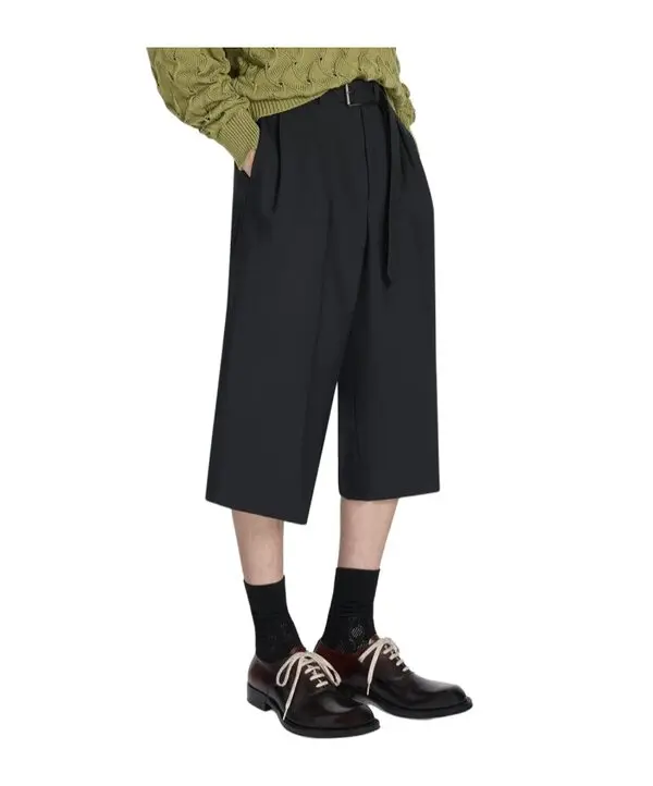 Dries Van Noten Belted Pleated Wide-leg Shorts