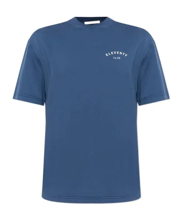 Eleventy Logo Print T-shirt - Blue