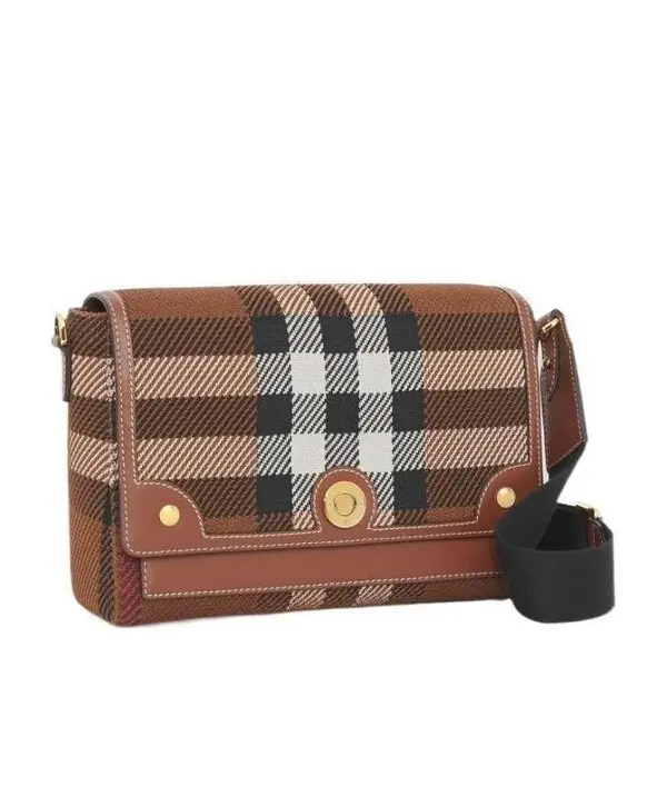 Burberry Note Knitted Check Pattern Crossbody Bag - Brown