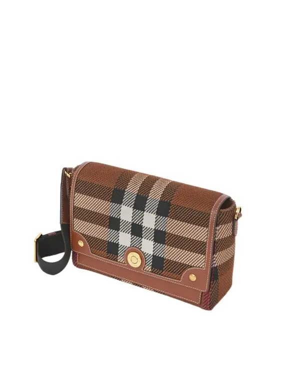 Burberry Note Knitted Check Pattern Crossbody Bag - Brown