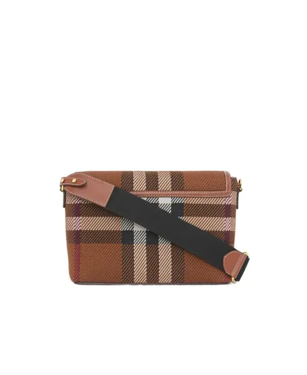 Burberry Note Knitted Check Pattern Crossbody Bag - Brown