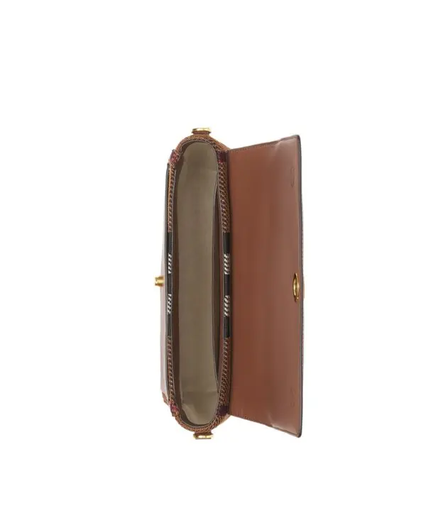 Burberry Note Knitted Check Pattern Crossbody Bag - Brown
