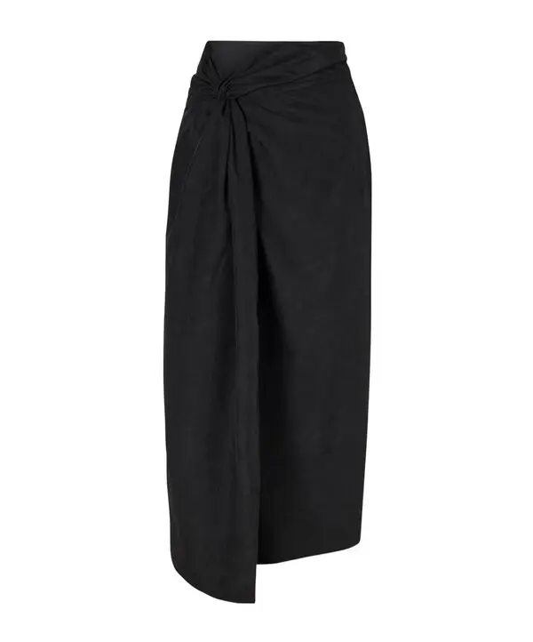 RÓHE Crinkled Satin Midi Skirt