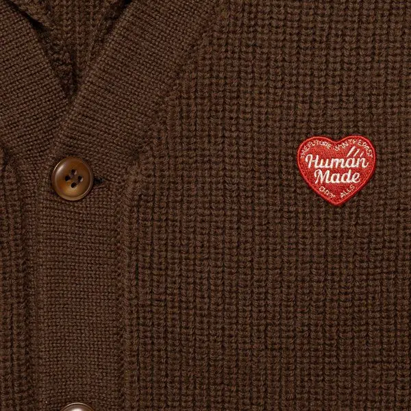 HUMAN MADE Heart Patch Wool Cardigan - Brown