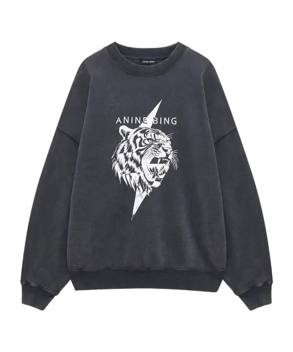 ANINE BING Miles Tiger Print Sweatshirt - Vintage Black