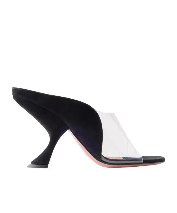 Amina Muaddi Trimmed Suede Sandals With Pvc Straps