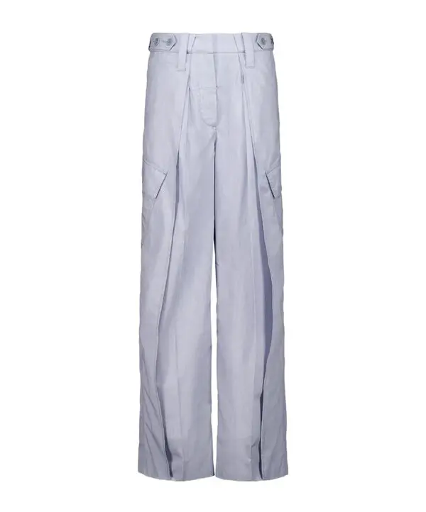 Stella McCartney Layered Chambray Cargo Trousers - Blue Grey