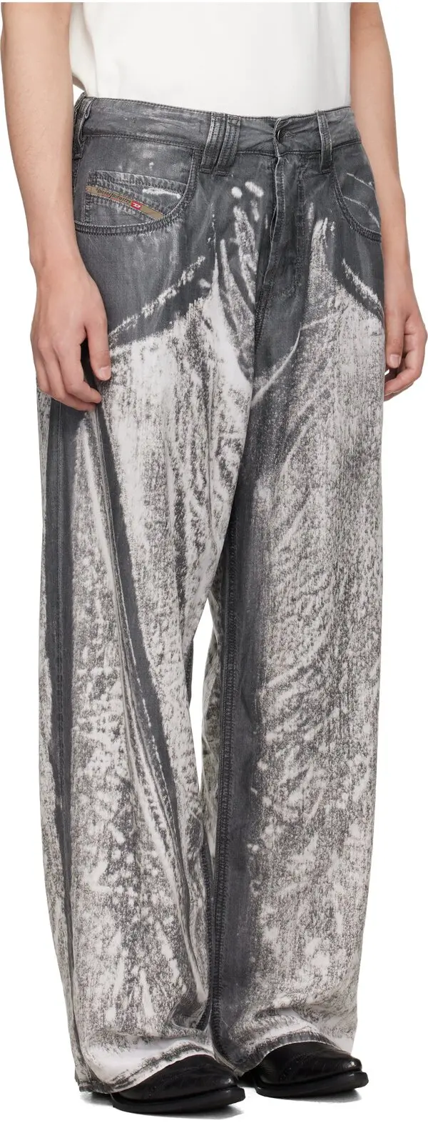 DIESEL® 1997 D-enim-m Logo-patch Trousers - Gray