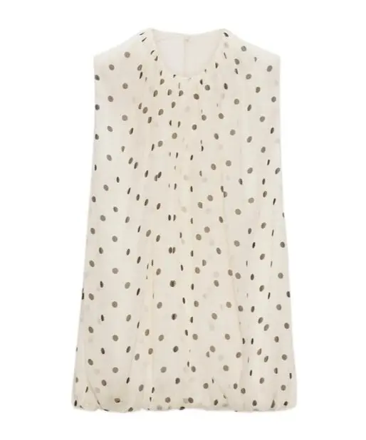 MSGM Polka Dot Chiffon Balloon Blouse - White