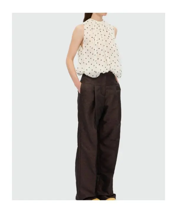 MSGM Polka Dot Chiffon Balloon Blouse - White