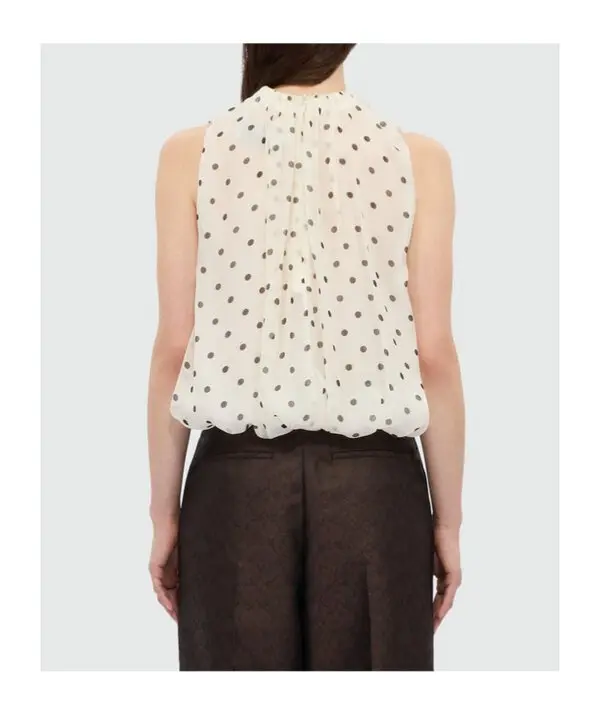 MSGM Polka Dot Chiffon Balloon Blouse - White