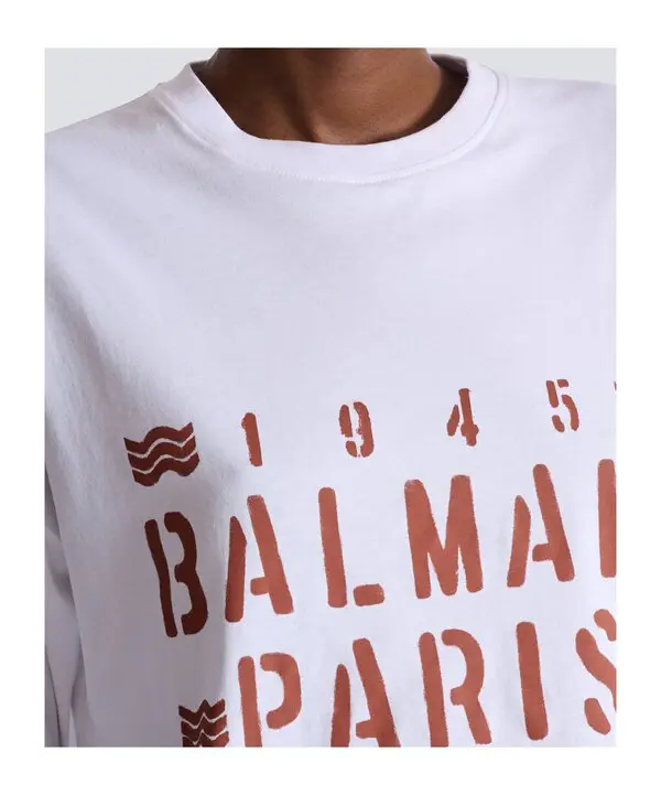 Balmain Plage Cropped Logo T-shirt