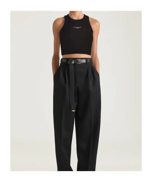 Givenchy Paris Logo Detailed Cropped Tank Top - Black