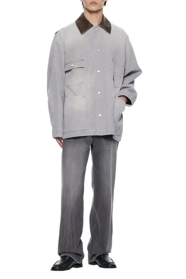 WOOYOUNGMI Leather Collar Pocket Jacket