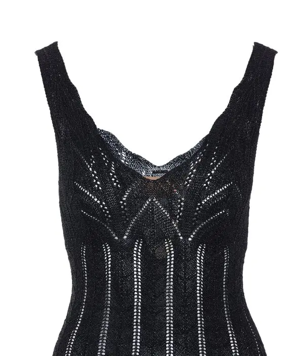 TWINSET Lurex Knit V-neck Dress