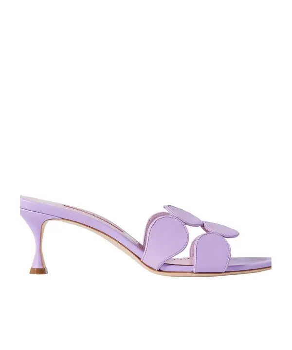 Manolo Blahnik Leather Mules - Purple