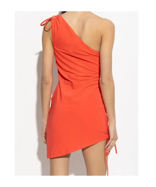 Balmain One-shoulder Ruched Dress - Orange