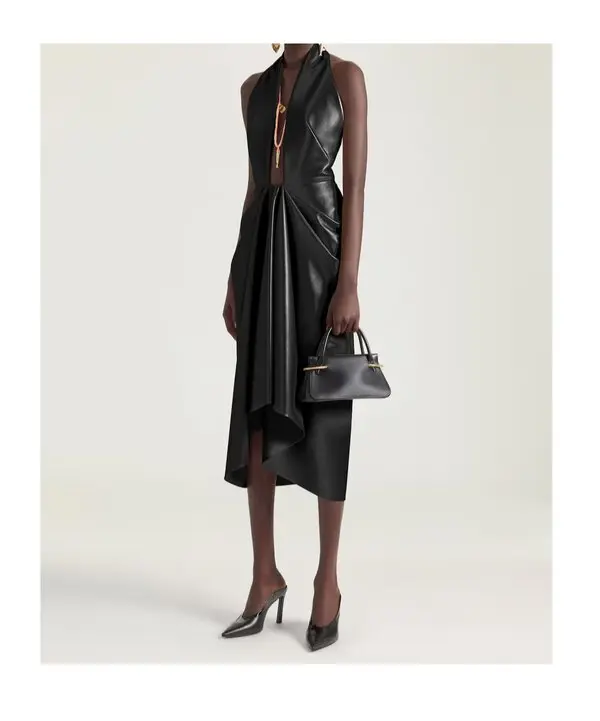 Givenchy Draped Leather Dress With Open Back