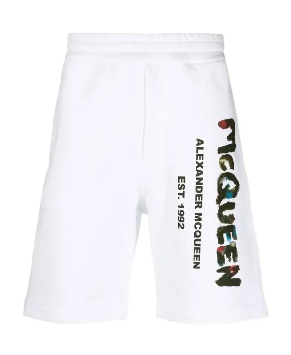 Alexander McQueen Graffiti Print Track Shorts - White