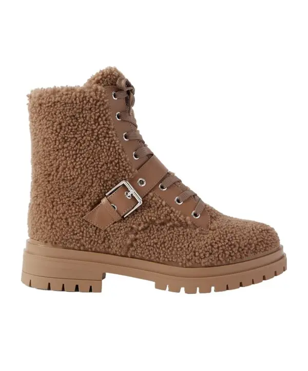 GIANVITO ROSSI Buckled Shearling Ankle Boots