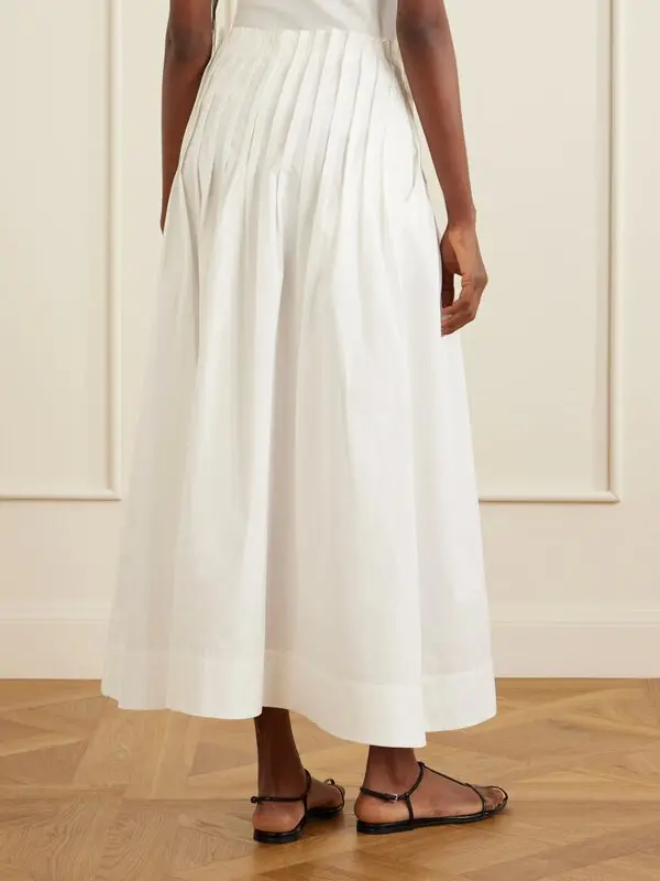 RÓHE Pleated Cotton-poplin Maxi Skirt