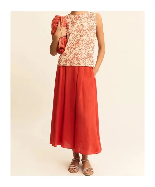 Marella Pleated Linen Skirt