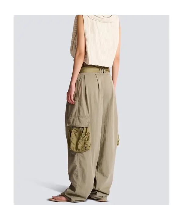 Balmain High-waisted Pleated Cotton Twill Trousers With Removable Tie Belt