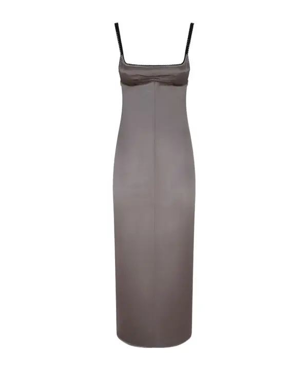 Attico Lace-trim Open-back Midi Dress - Gray