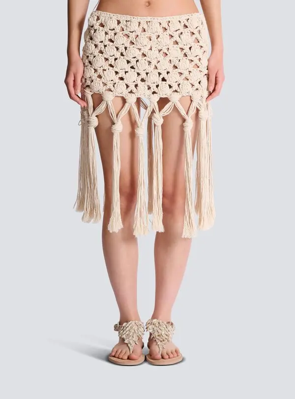 Balmain Crochet Tasseled Skirt