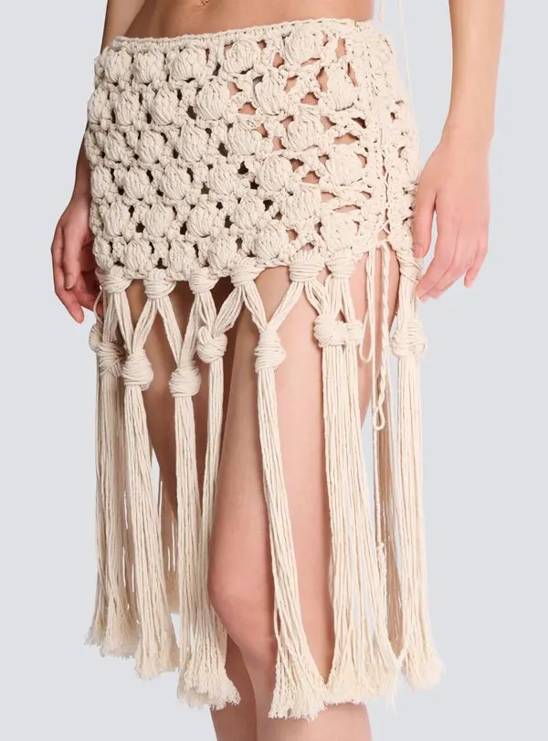 Balmain Crochet Tasseled Skirt