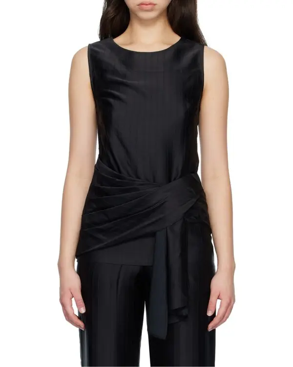 Loulou De Saison Fonda Draped Asymmetric Top - Black