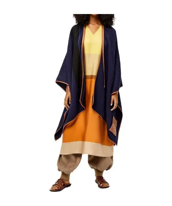 Loewe Striped Linen Blend Letter Cape