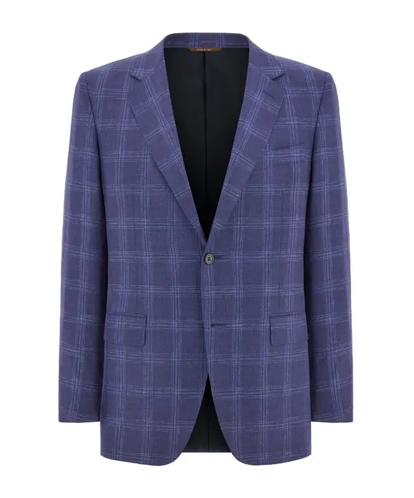 Canali Check Single-breasted Blazer - Blue