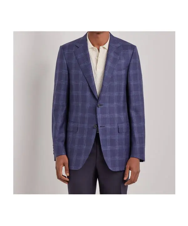 Canali Check Single-breasted Blazer - Blue