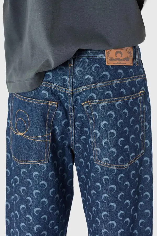 MARINE SERRE All-over Moon Print Straight Leg Jeans